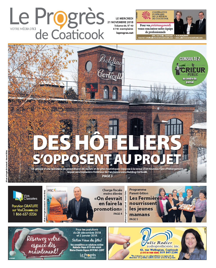 21 novembre 2018 - Le Progrès de Coaticook