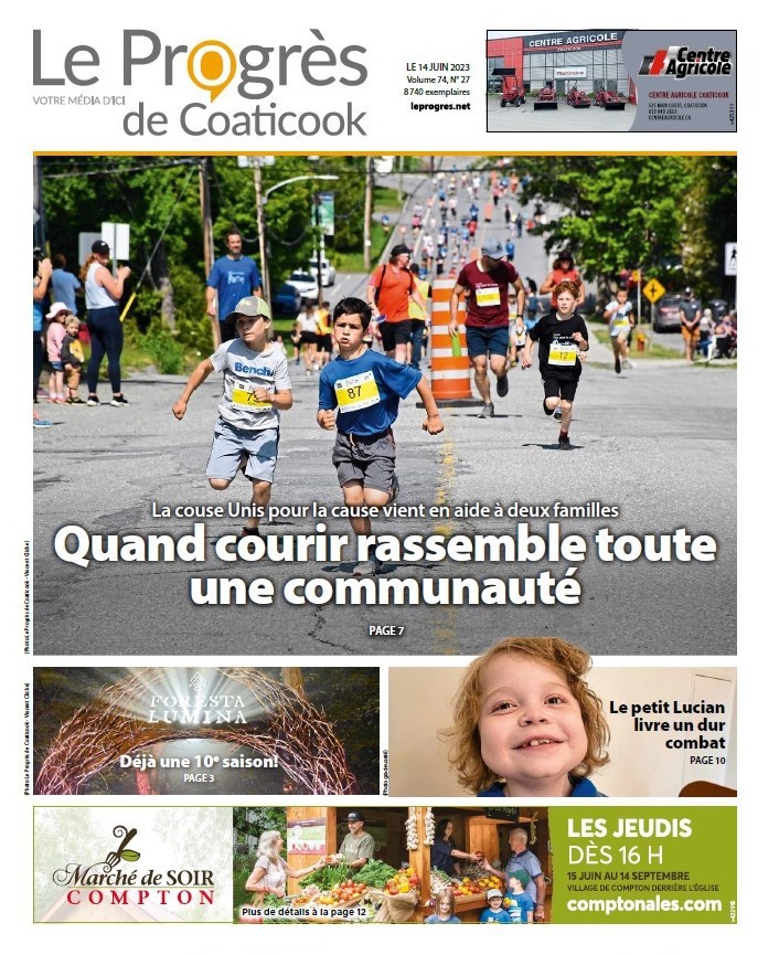 La Une du Progrès de Coaticook du 14 juin 2023 - Le Progrès de Coaticook